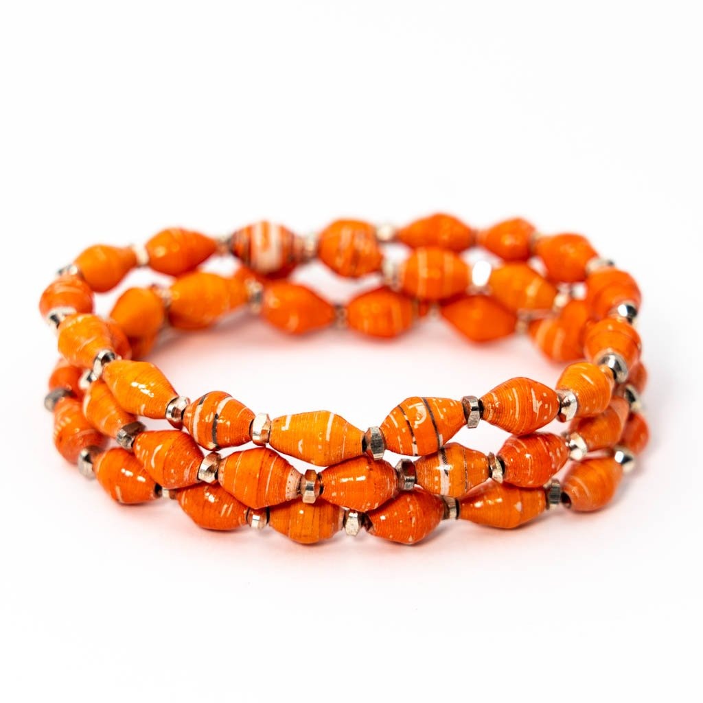 Bracelet - Orange Triple Wrap Solid – Just One Africa